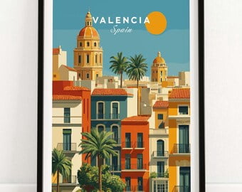 Vesco Valencia Poster Spain Sunny Street Scene Mediterranean, 16x24 ...