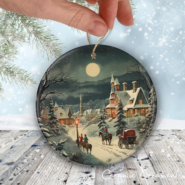 Vesco Vintage Postage Card Ceramic Christmas Ornament Nostalgic ...