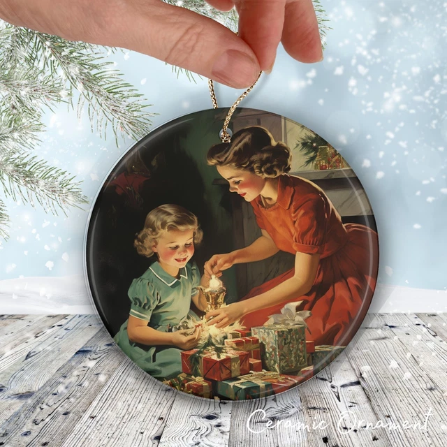 Vesco Vintage Postage Card Ceramic Christmas Ornament Nostalgic ...