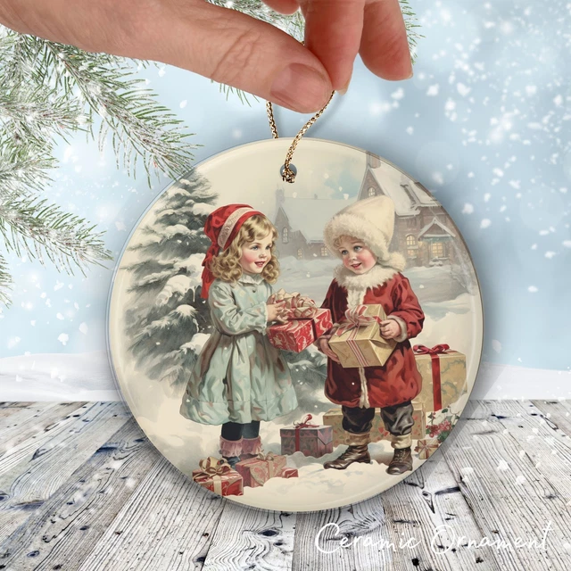 Vesco Vintage Postage Card Ceramic Christmas Ornament Nostalgic ...