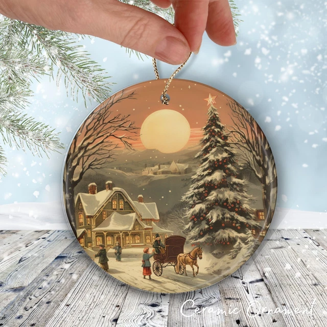 Vesco Vintage Postage Card Ceramic Christmas Ornament Nostalgic ...