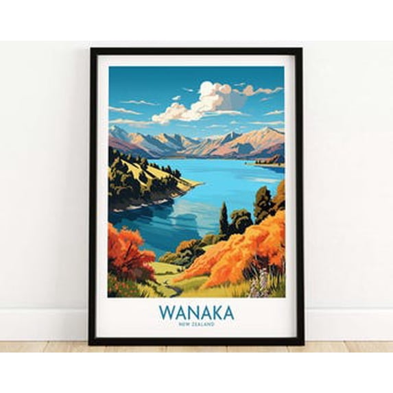 Vesco Wanaka Travel Art Print New Zealand Travel Art Print | Birt, 8x12 ...