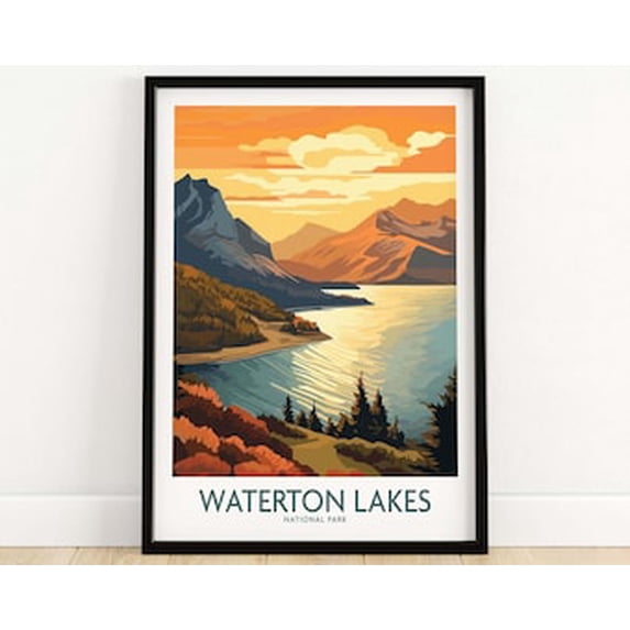Vesco Waterton Lakes Wall Art Art Print Travel Prin, 8x12 UNFFRAMED ...