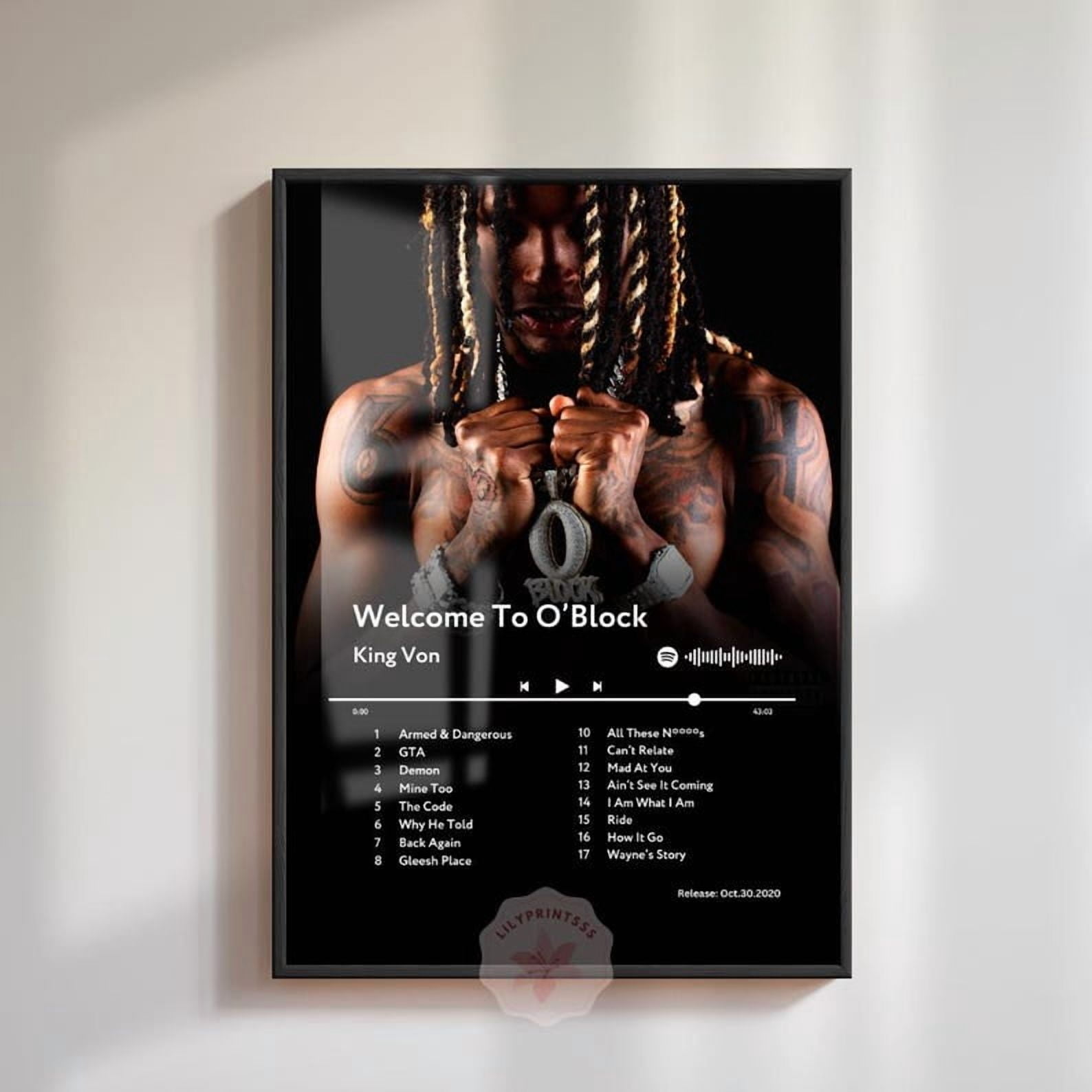 Vesco Welcome To O'Block King Von Album Cover Poster, Minimalist Rap ...