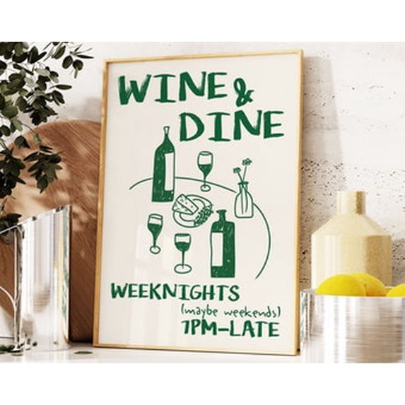Vesco Wine & Dine Club Retro Food Print, Printable, Vintage Wine, 12x18 ...