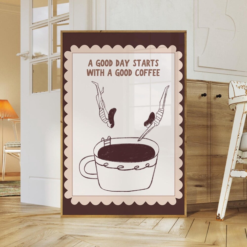 Vesco Woman Diving Into Coffee Print Wall Art Lover Present Printable ...