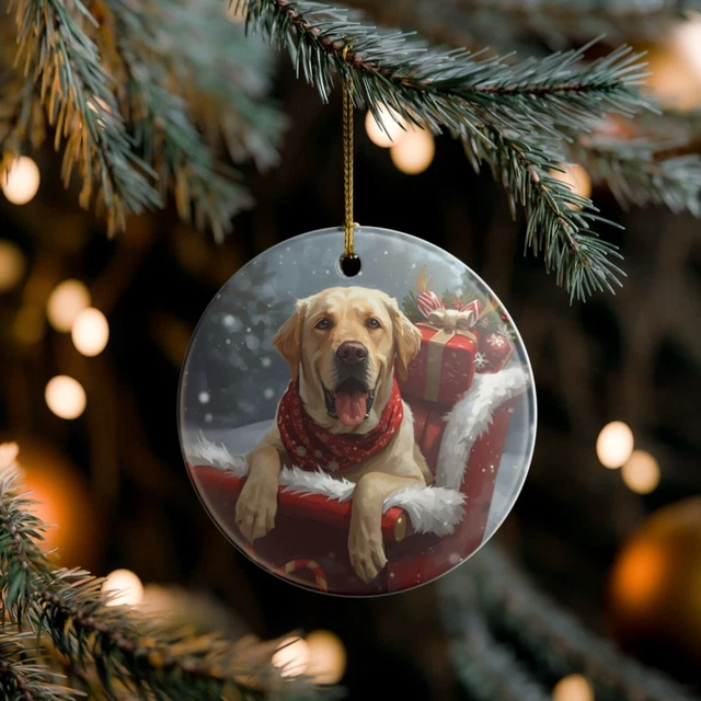 Vesco Yellow Labrador Collectible Ceramic Christmas, Holiday Ornament ...