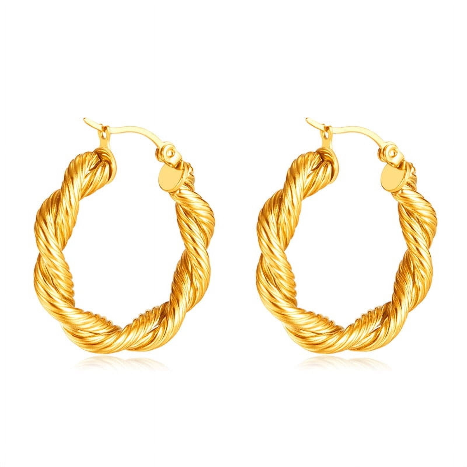Veshon 14K Gold Plated Sterling Silver Post Chunky Hoops | Thick ...