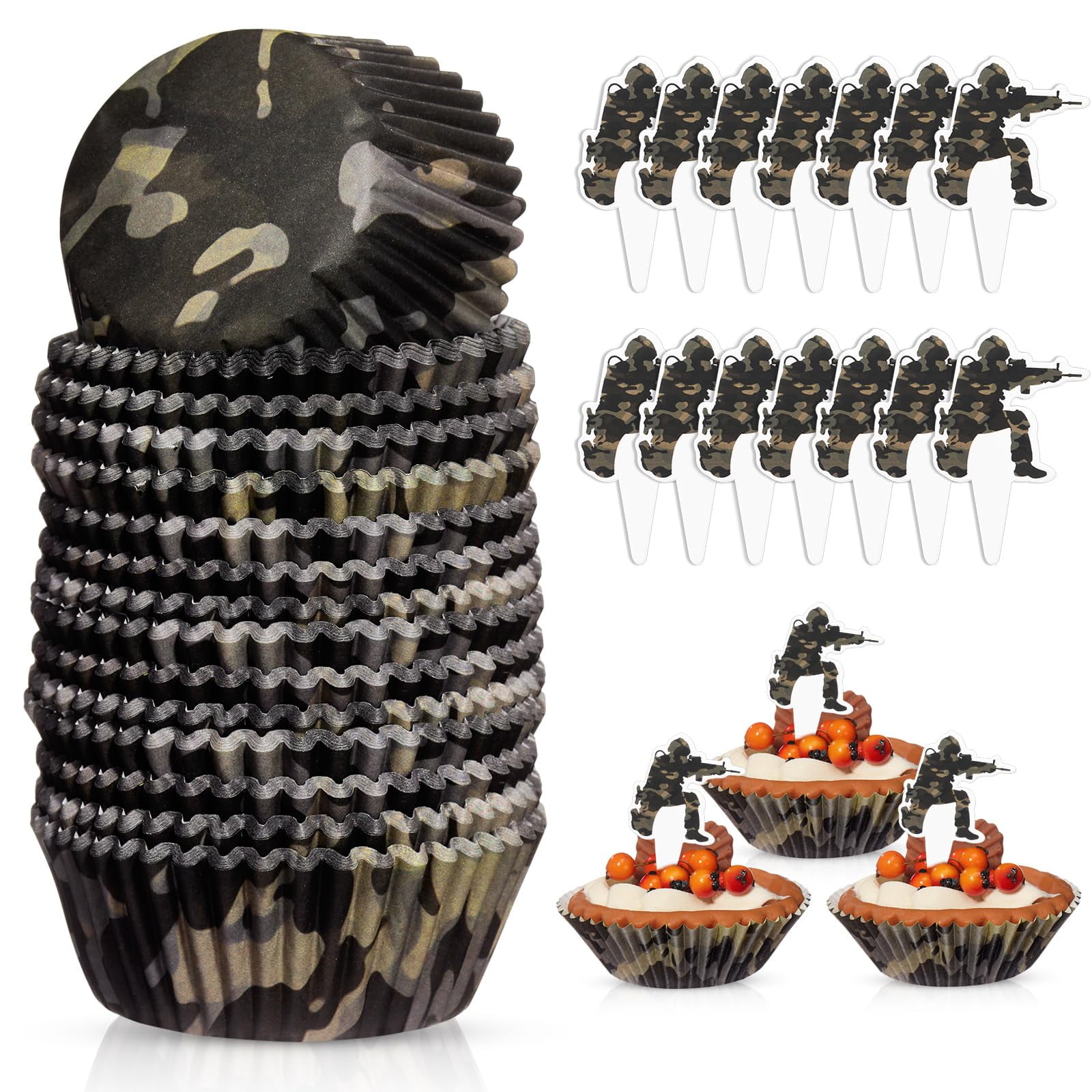 Vesici 200 Counts Cupcake Liners and 200 Counts Cupcake Toppers Round ...