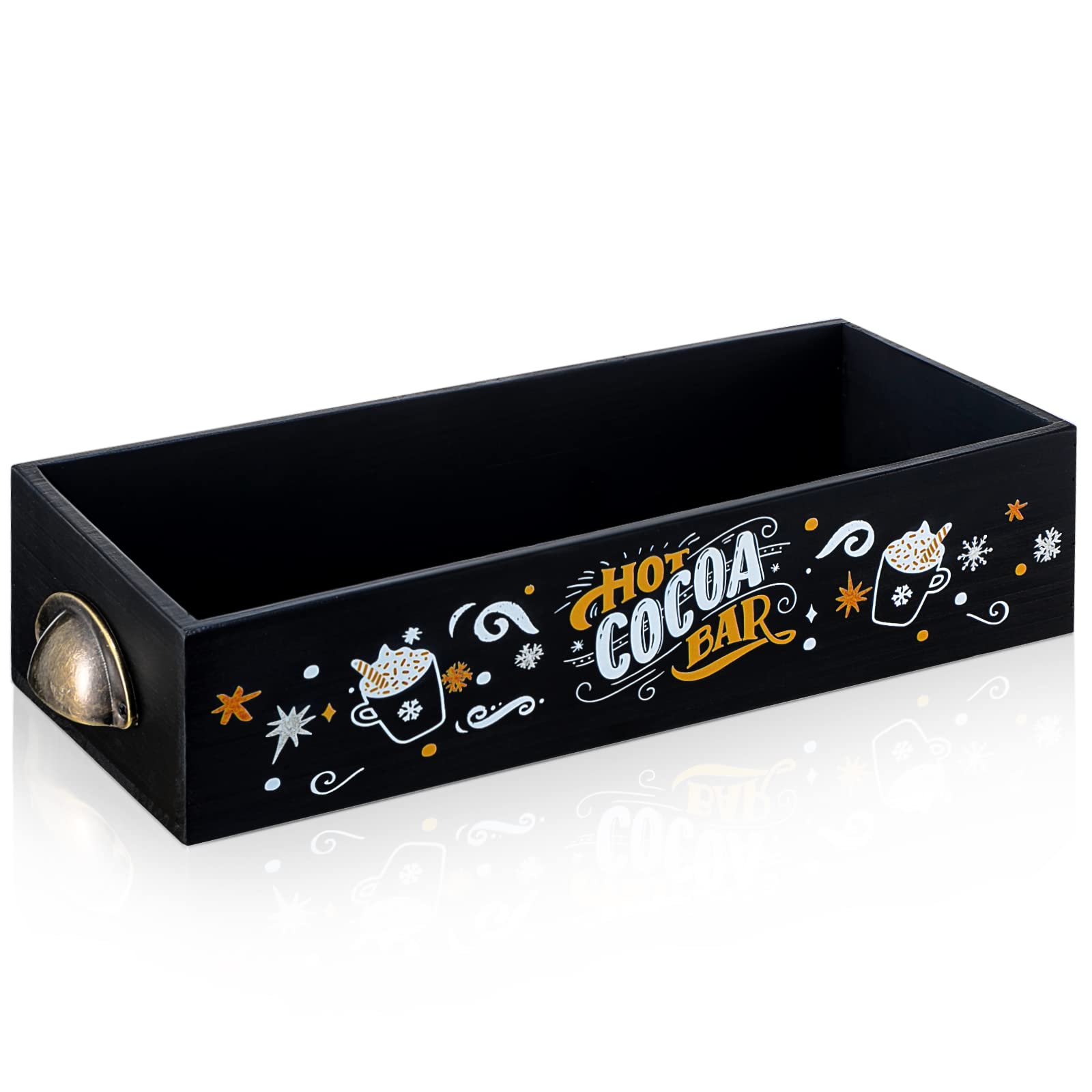 Vesici Christmas Hot Cocoa Bar Wood Storage Box Black Countertop ...