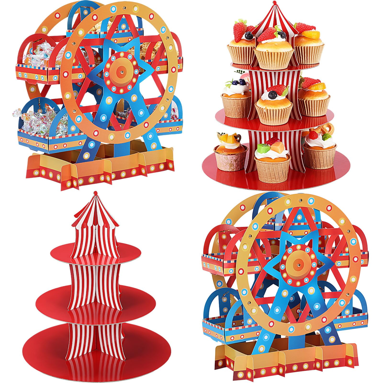 Vesici Set of 4 Carnival Ferris Wheel Centerpieces and Carnival Cupcake ...