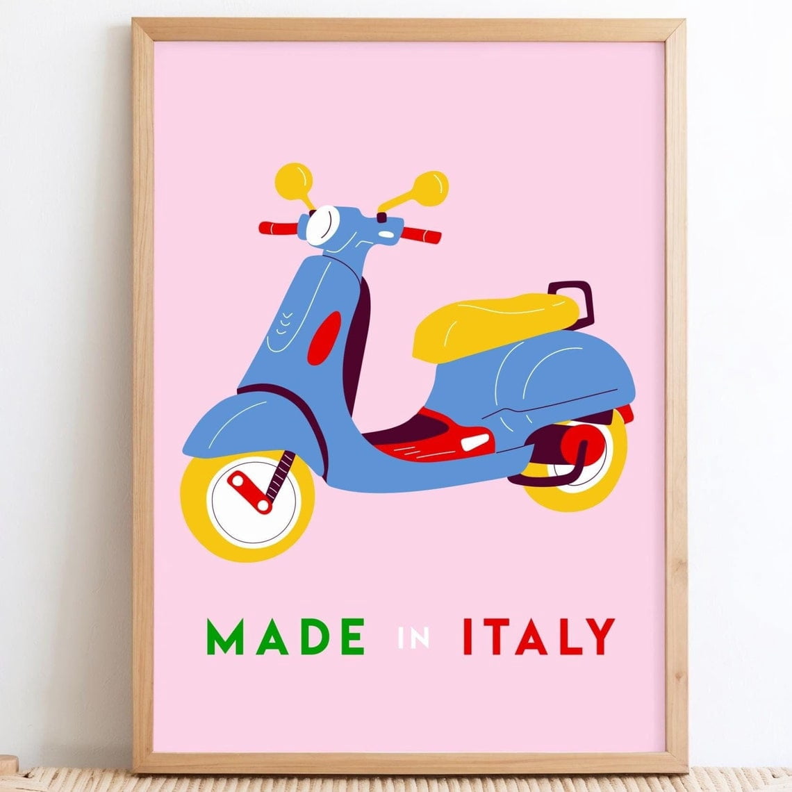 Vespa Print, Italian Retro Poster, Kids Bedroom , Made In Italy, Fun ...