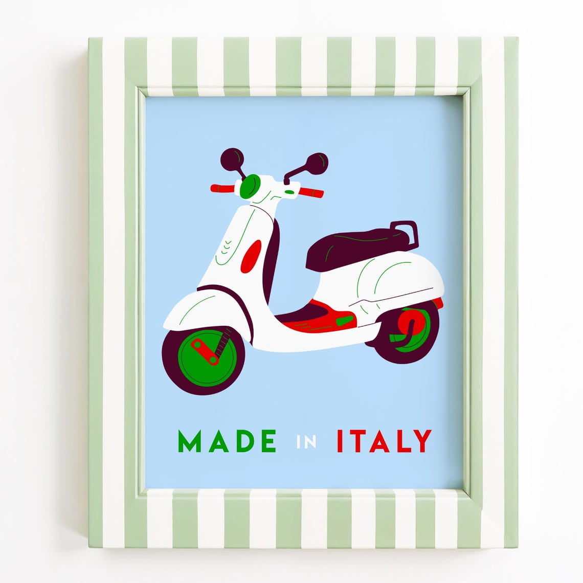 Vespa Print, Italian Retro Poster, Kids Bedroom , Made In Italy ...