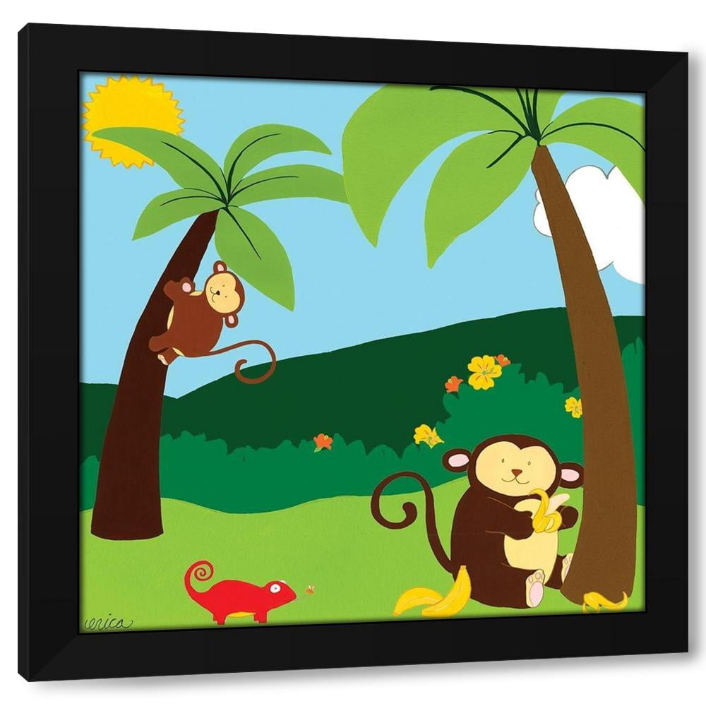 June Erica Vess 15x15 Black Modern Wood Framed Wall Art Titled - Jungle ...