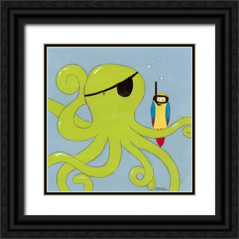 Vess, June Erica 15x15 Black Ornate Wood Framed with Double Matting ...