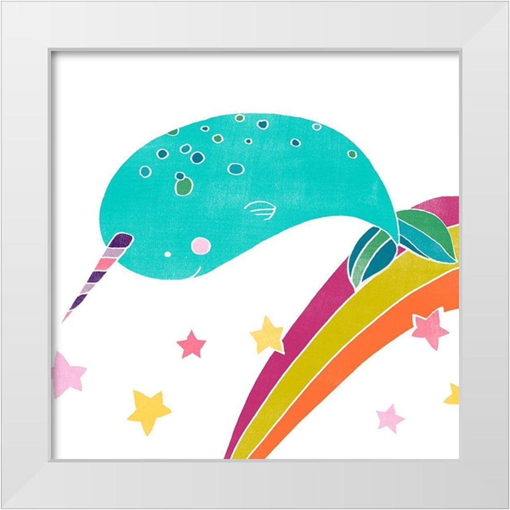 Vess, June Erica 15x15 White Modern Wood Framed Museum Art Print Titled - Happy Narwals II ...