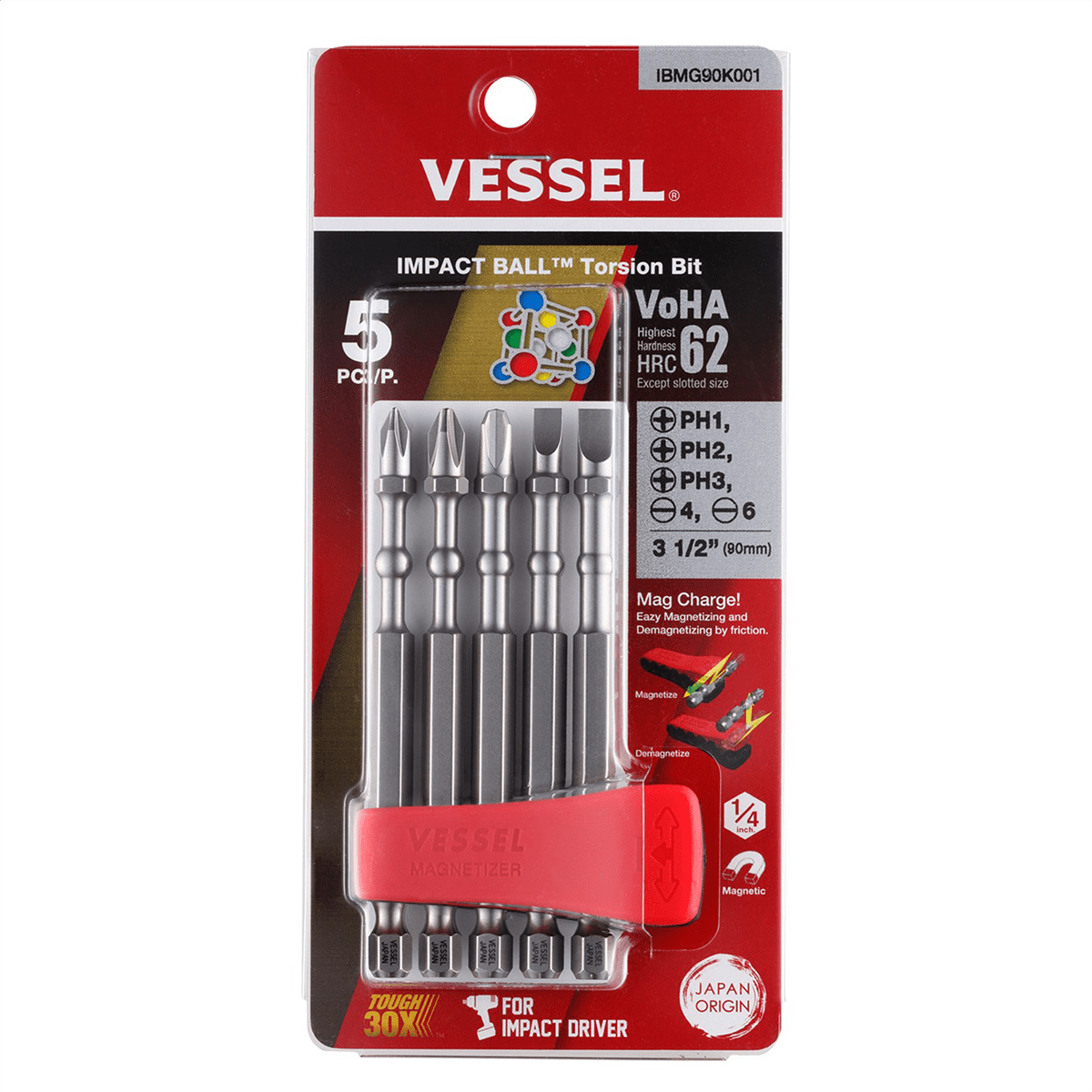 Vessel IMPACT BALL Torsion Bit ASSORTx90 5PC. (MCH) - Walmart.com