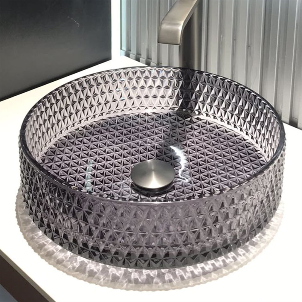 Vessel Sink, Bathroom Vessel Sink, Glass Basin Circular Vessel Lavatory ...