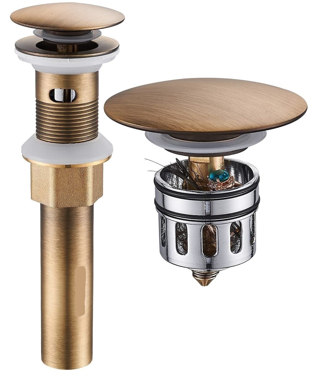 Vessel Sink Drain for Bathroom, Pop-up Drain With Detachable Basket ...