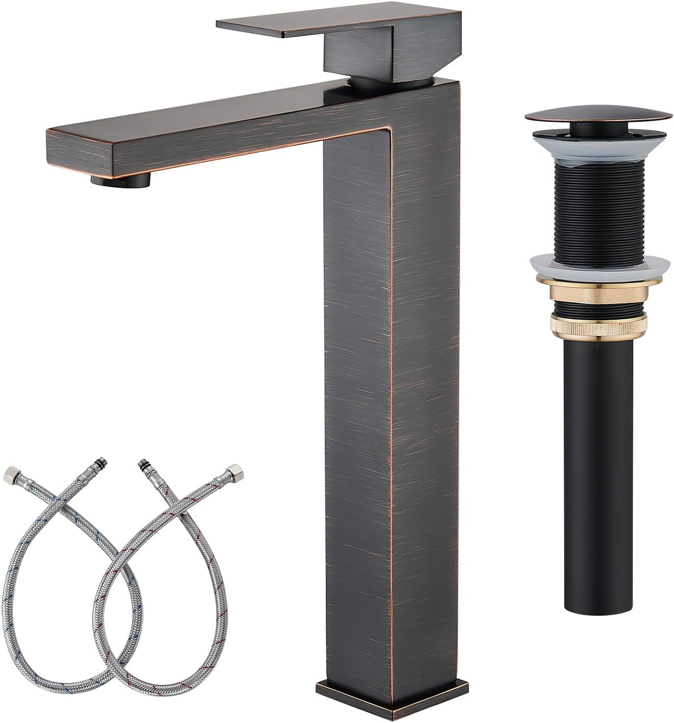 Vessel Sink Faucet, Oil Rubbed Bronze 1 Hole Single Handle Tall ...