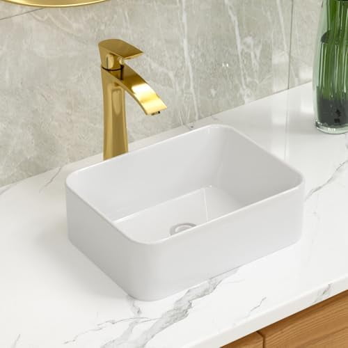 Vessel Sink Rectangular 16"x12" Rectangle Bathroom Sink Pure White ...