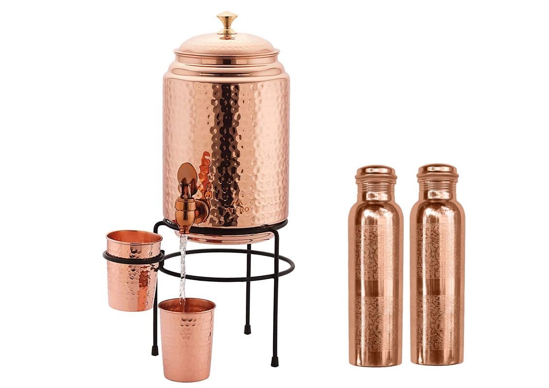 Vessel Tank Pot Matka 5 Liter Hammered Copper Water Dispenser Container ...