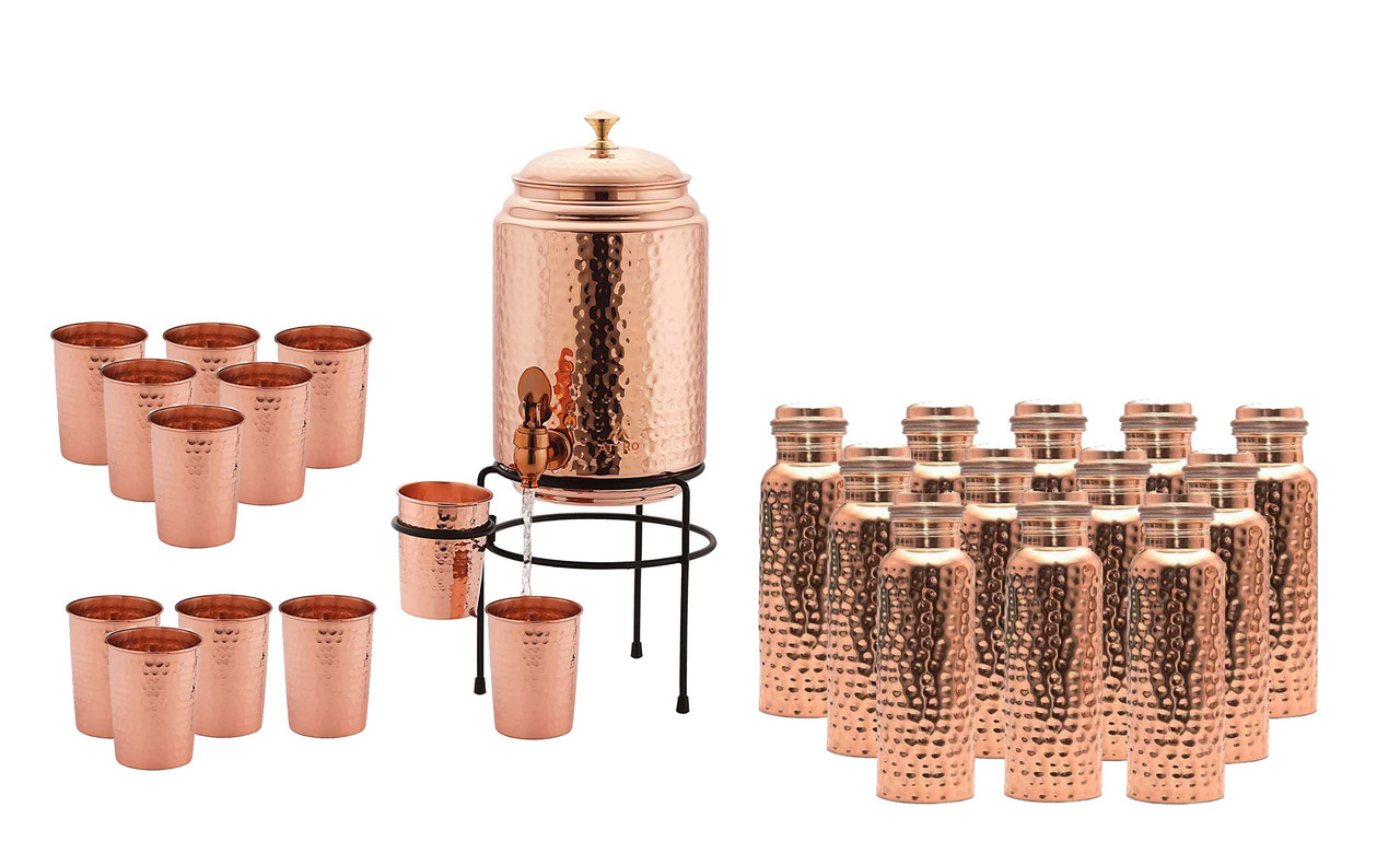 Vessel Tank Pot Matka 5 Liter Hammered Copper Water Dispenser Container ...