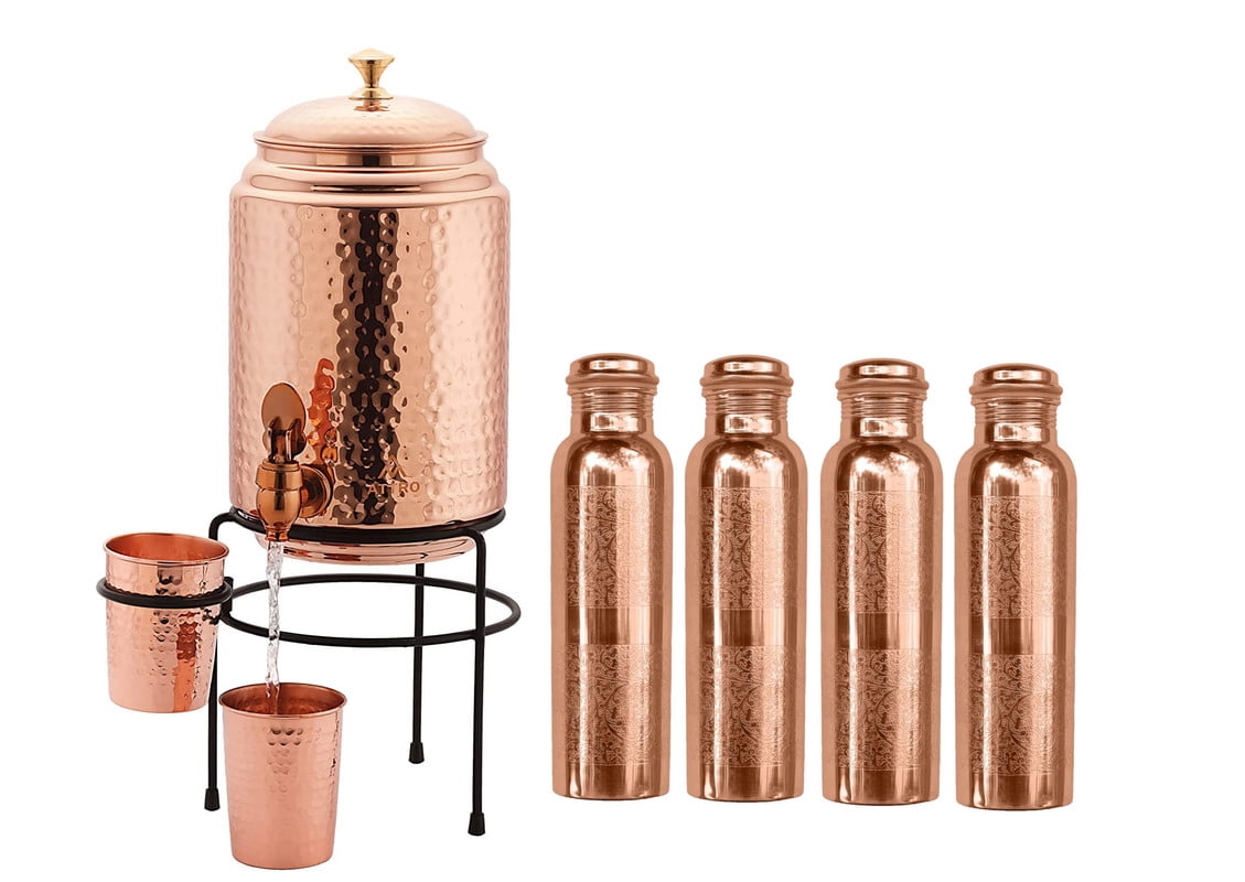 Vessel Tank Pot Matka 5 Liter Hammered Copper Water Dispenser Container ...