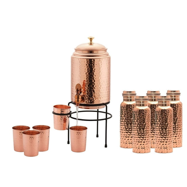 Vessel Tank Pot Matka 5 Liter Hammered Copper Water Dispenser Container ...