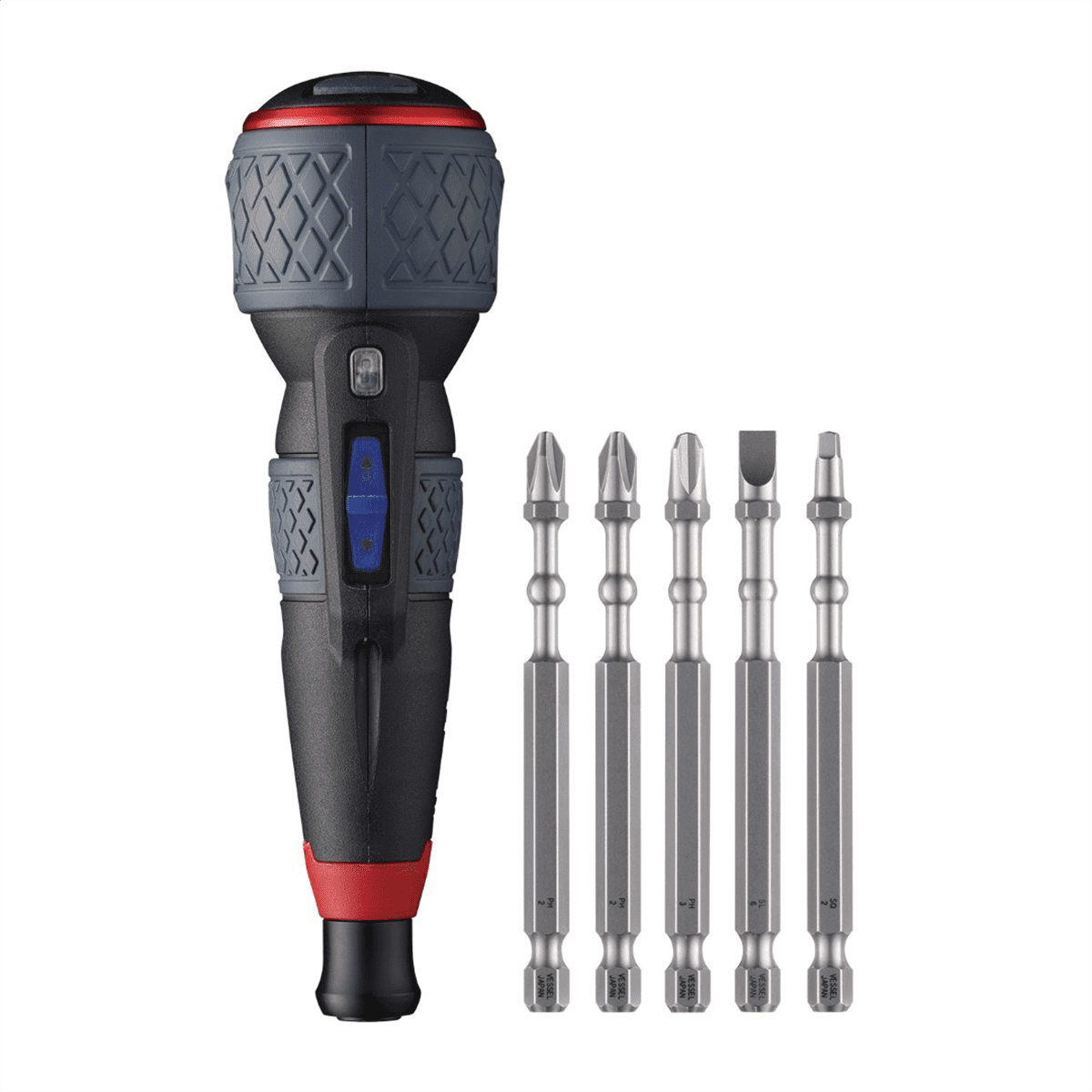 Vessel Tools BALL GRIP Rechargeable Screwdriver 3 Adj speed w/ 5pc Bit ...