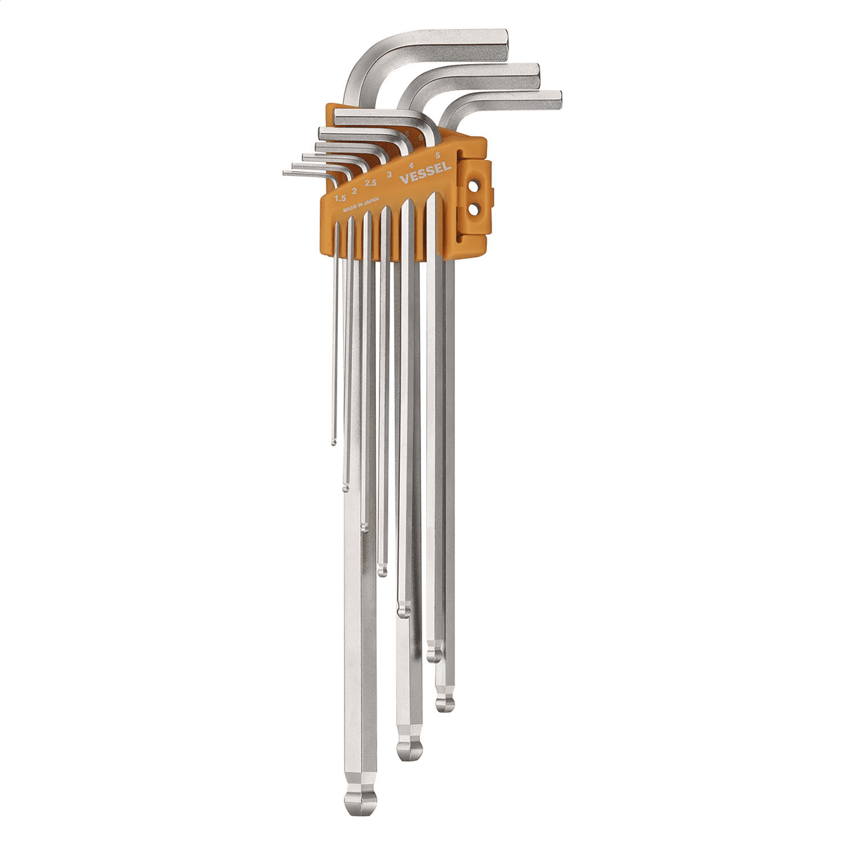 Vessel Tools Ball Point Hex L-Key Wrench (Long Type) 9PC. Set No.8309BP ...