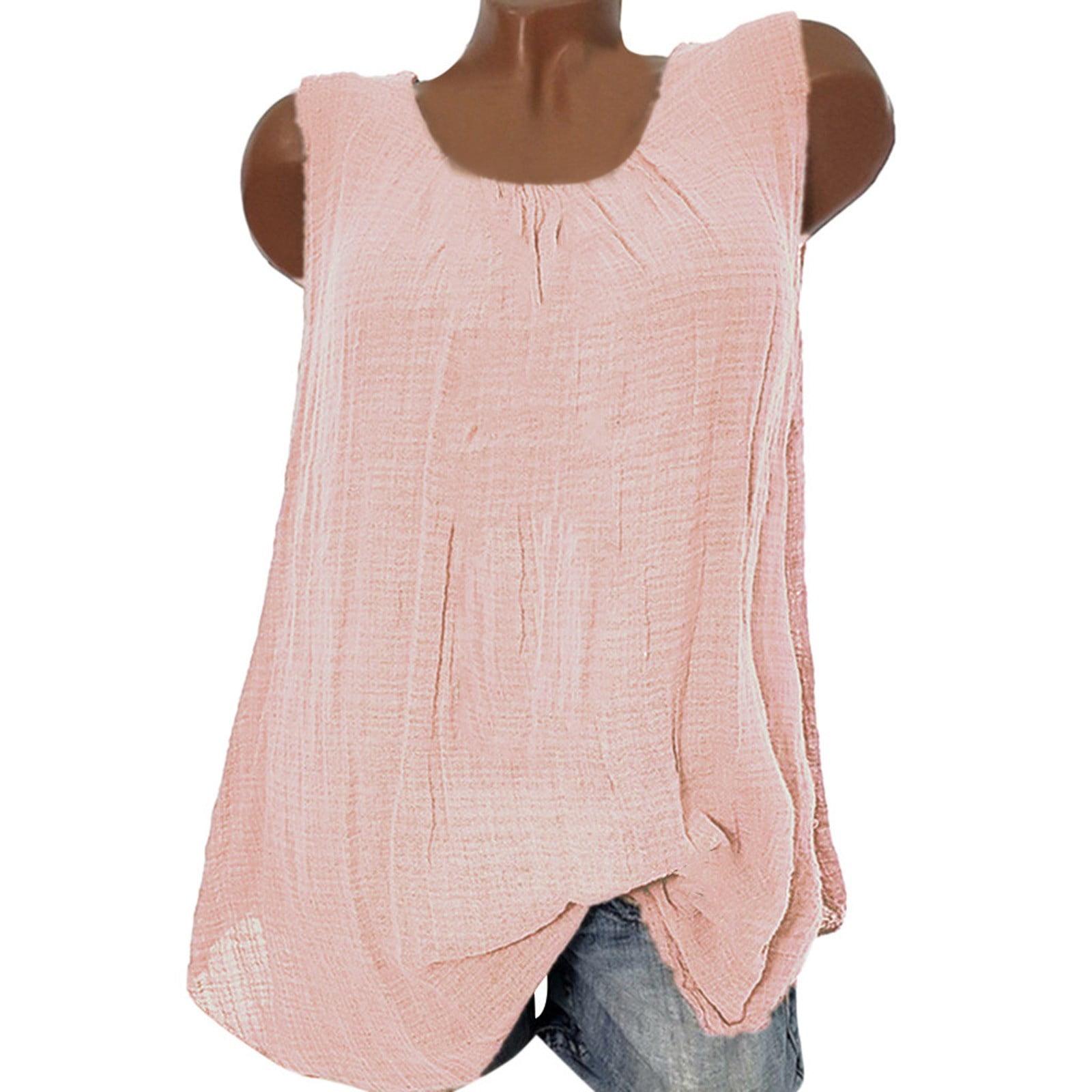Vest Blouse Plus Cotton Baggy less Size T-shirt Womens Tee Tank Tops ...