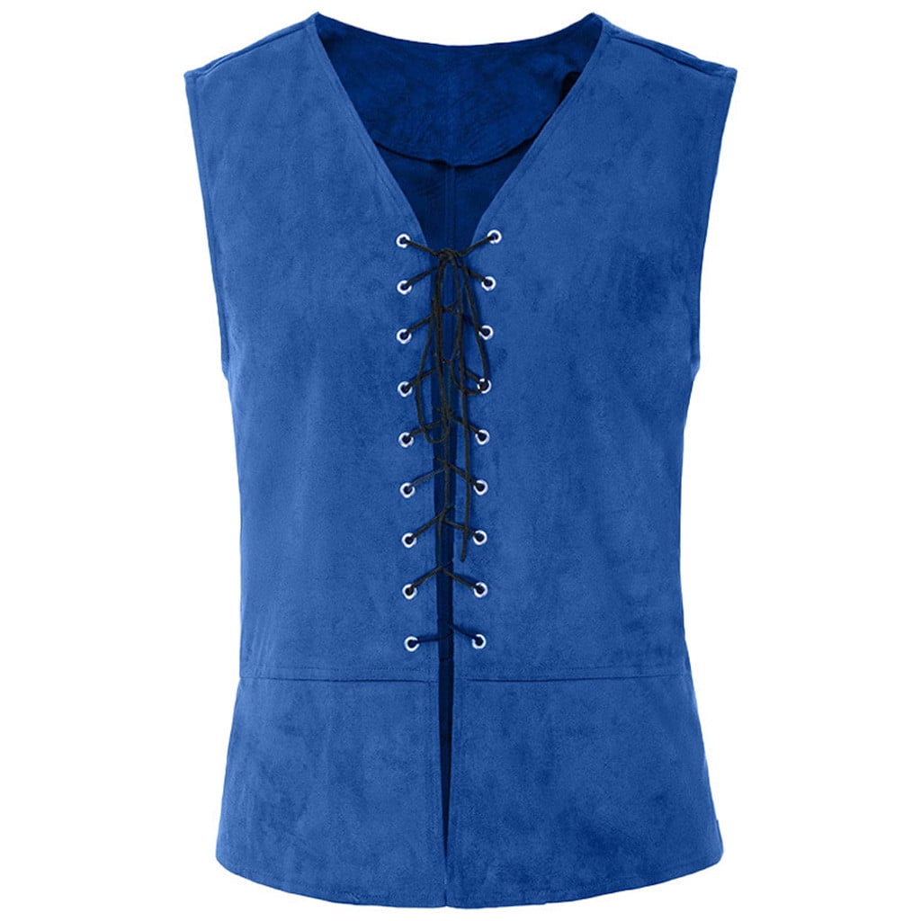Vest For Men Vintage Men Vest Laced Up Renaissance Sleeveless Solid ...