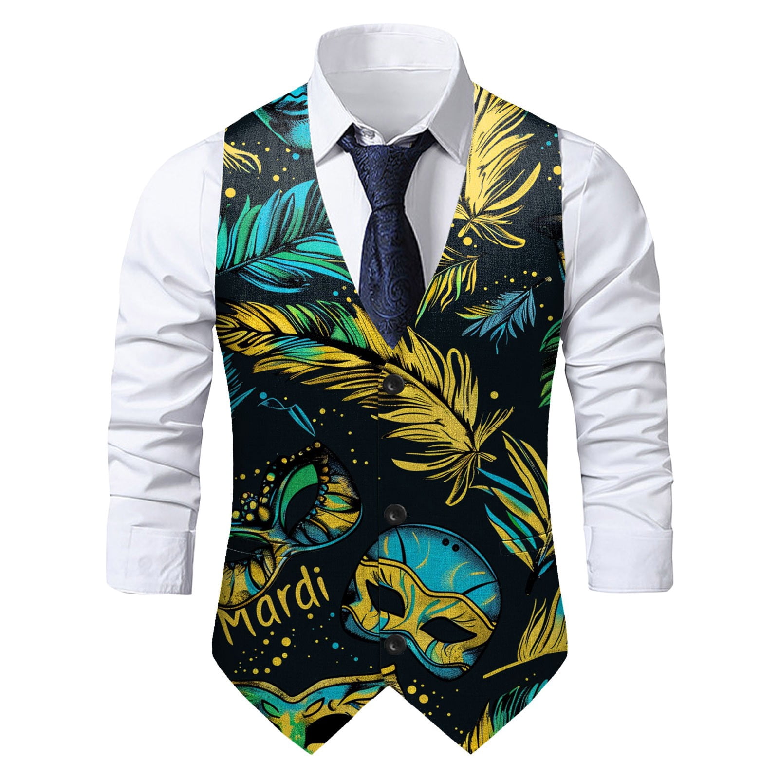 𝐌𝐚𝐫𝐝𝐢 𝐆𝐫𝐚𝐬 Vest Vest for Men Novelty Mask Graphic 3D Print Waistcoat ...