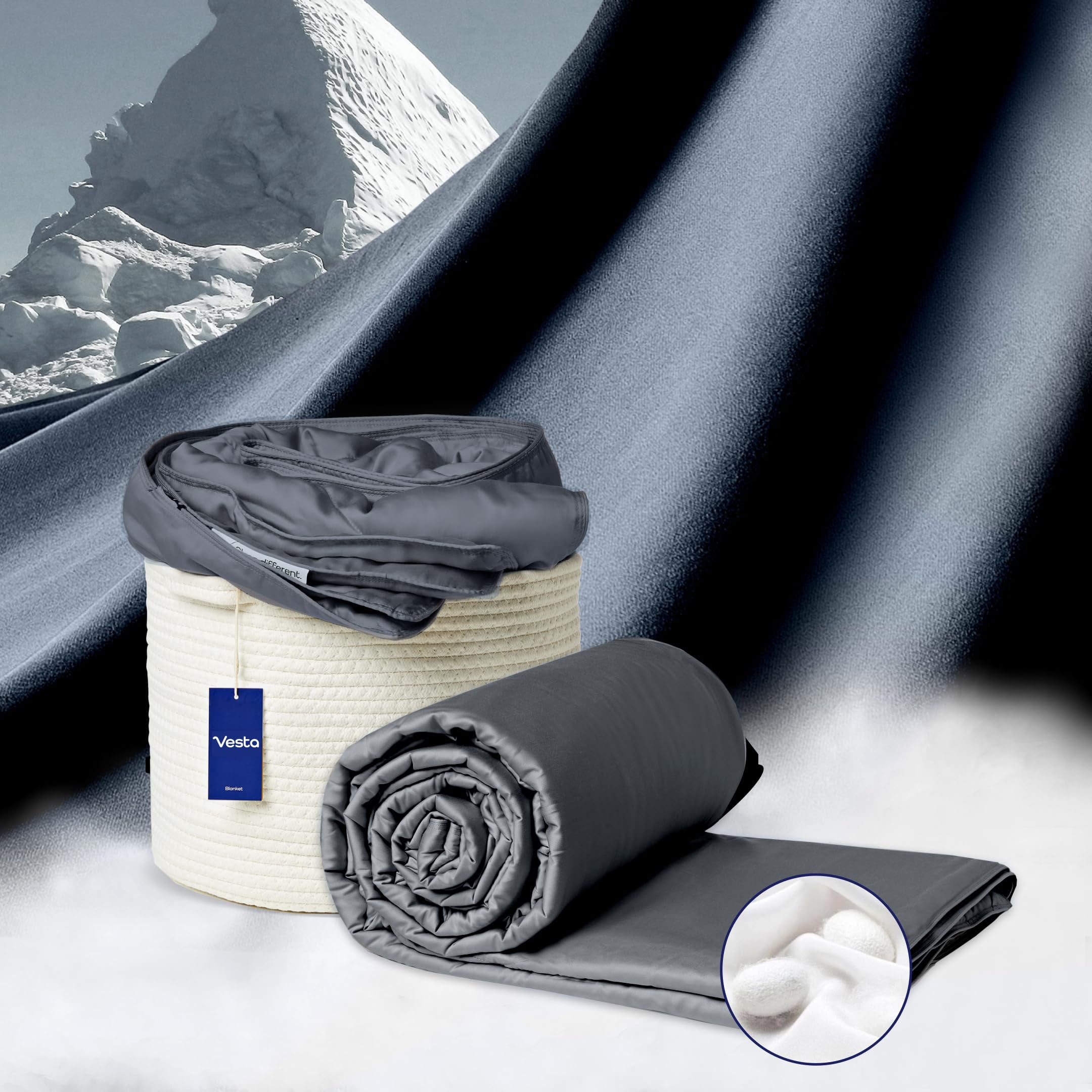 Vesta Silk-Filled Cooling Blanket / Comforter - 100% Silk Filling and ...