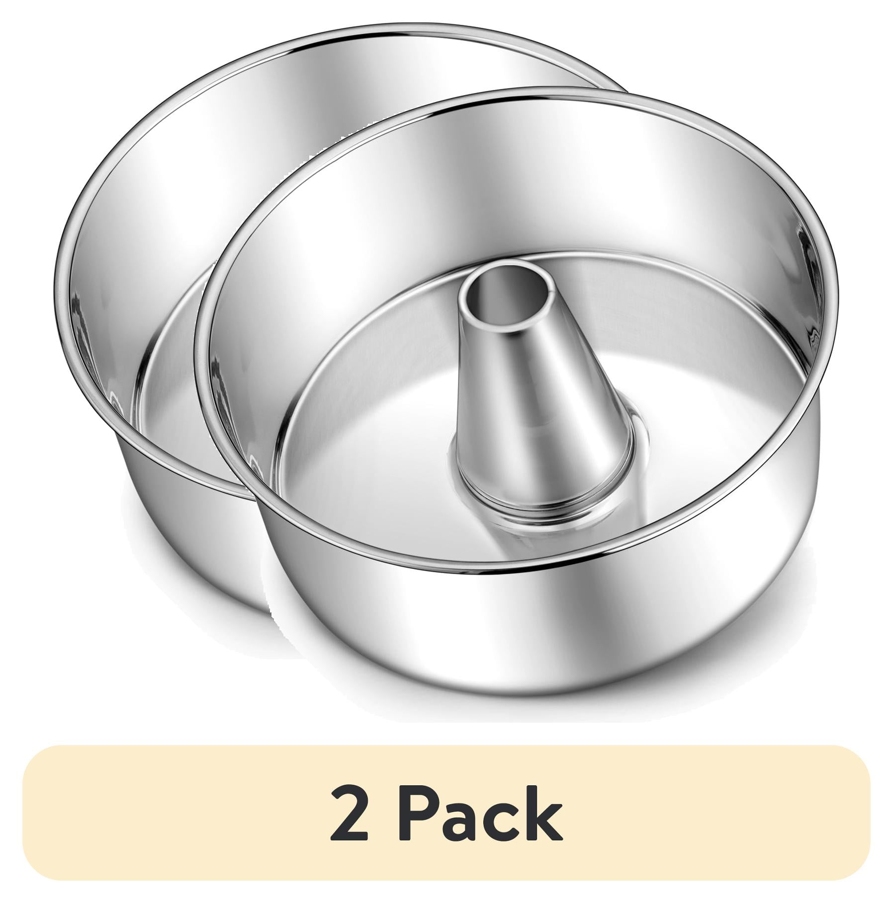 (2 pack) Vesteel 10 inch Angel Food Cake Pan, Stainless Steel Pound ...