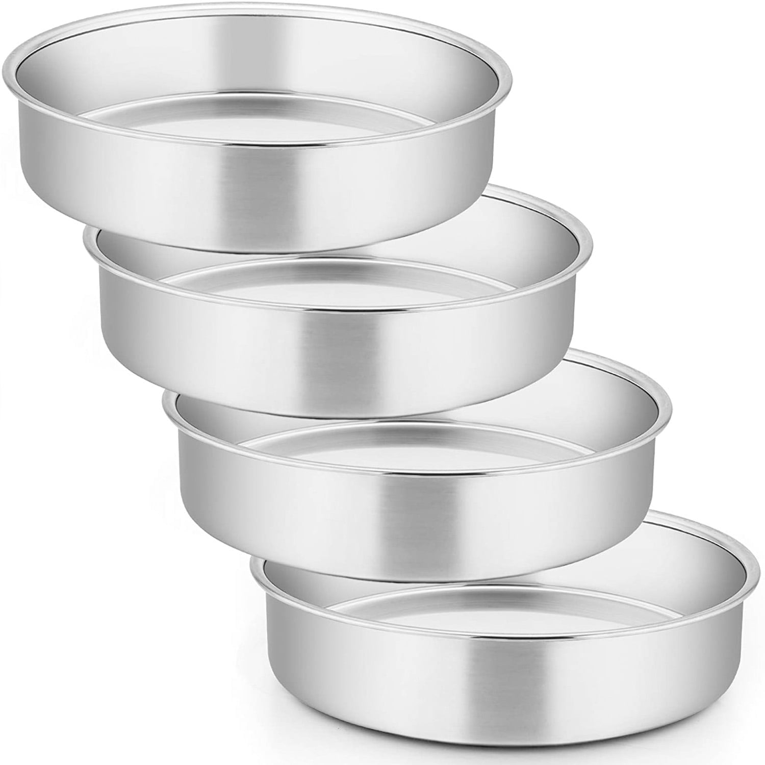 Vesteel 10 inch Cake Pan Set of 4, Stainless Steel Round Layer Cake ...