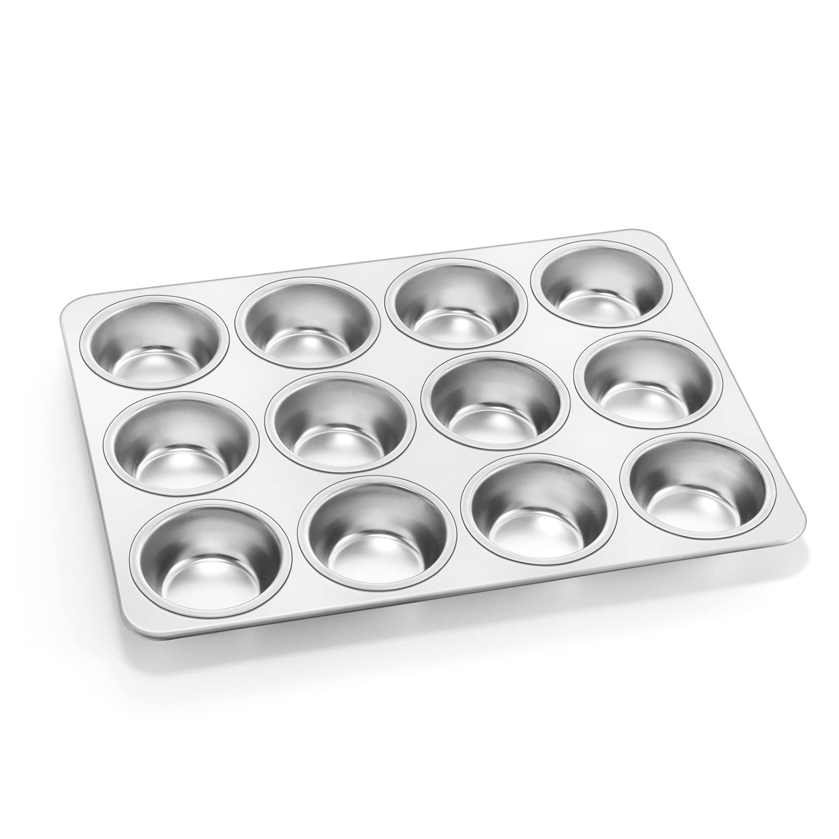 Vesteel 12-Cup Muffin Pan, Stainless Steel Cupcake Tin Metal Cup Cake ...
