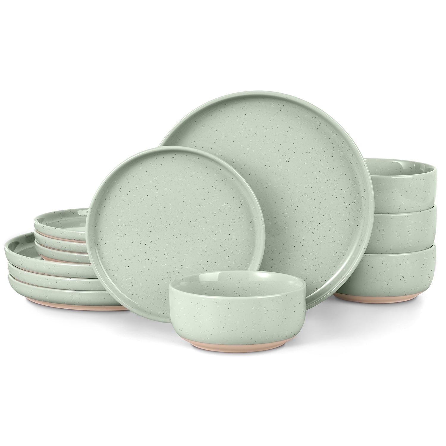 Vesteel 12-Piece Dinnerware Set, Ceramic Plates and Bowls Set for 4 ...