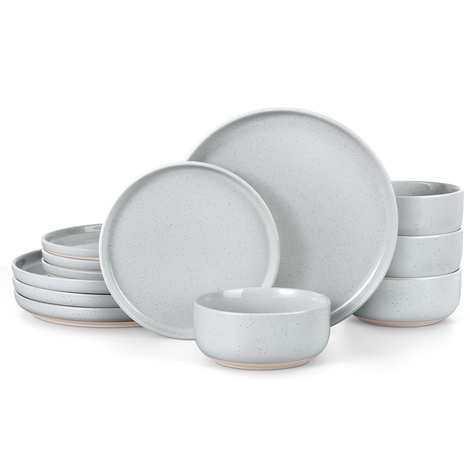 Vesteel 12-Piece Dinnerware Set, Ceramic Plates and Bowls Set with ...