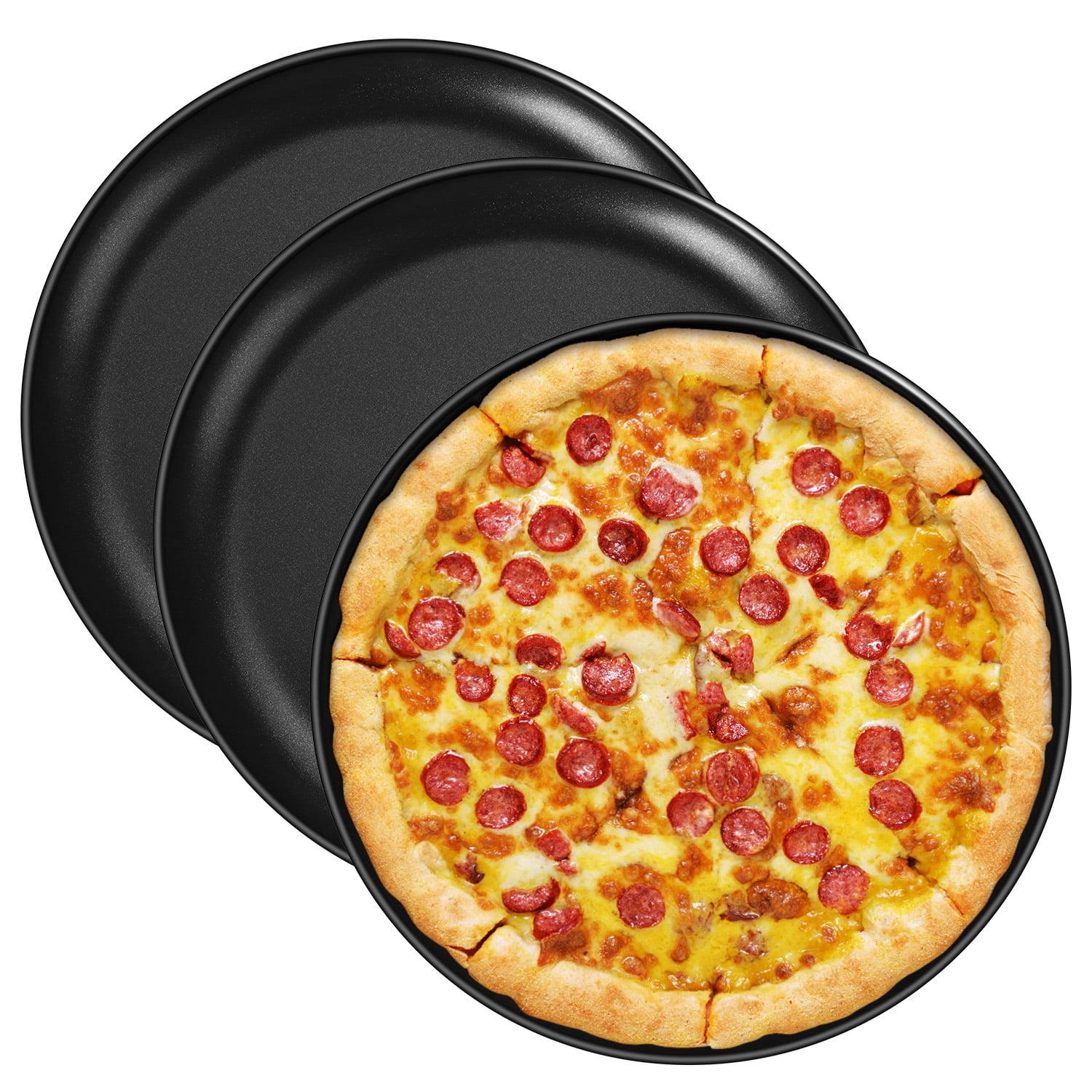 Vesteel 12 inch Pizza Pan Set of 3, Nonstick Baking Pan Round Pizza ...