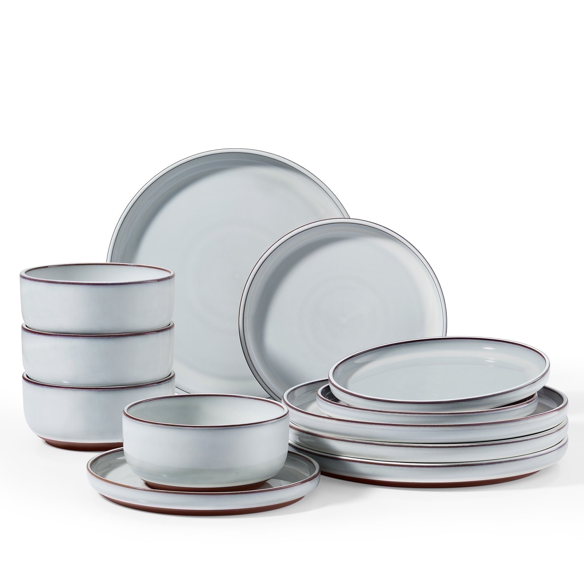 Vesteel 12Pcs Dinnerware Set, Ceramic Plates and Bowls Set for 4 ...