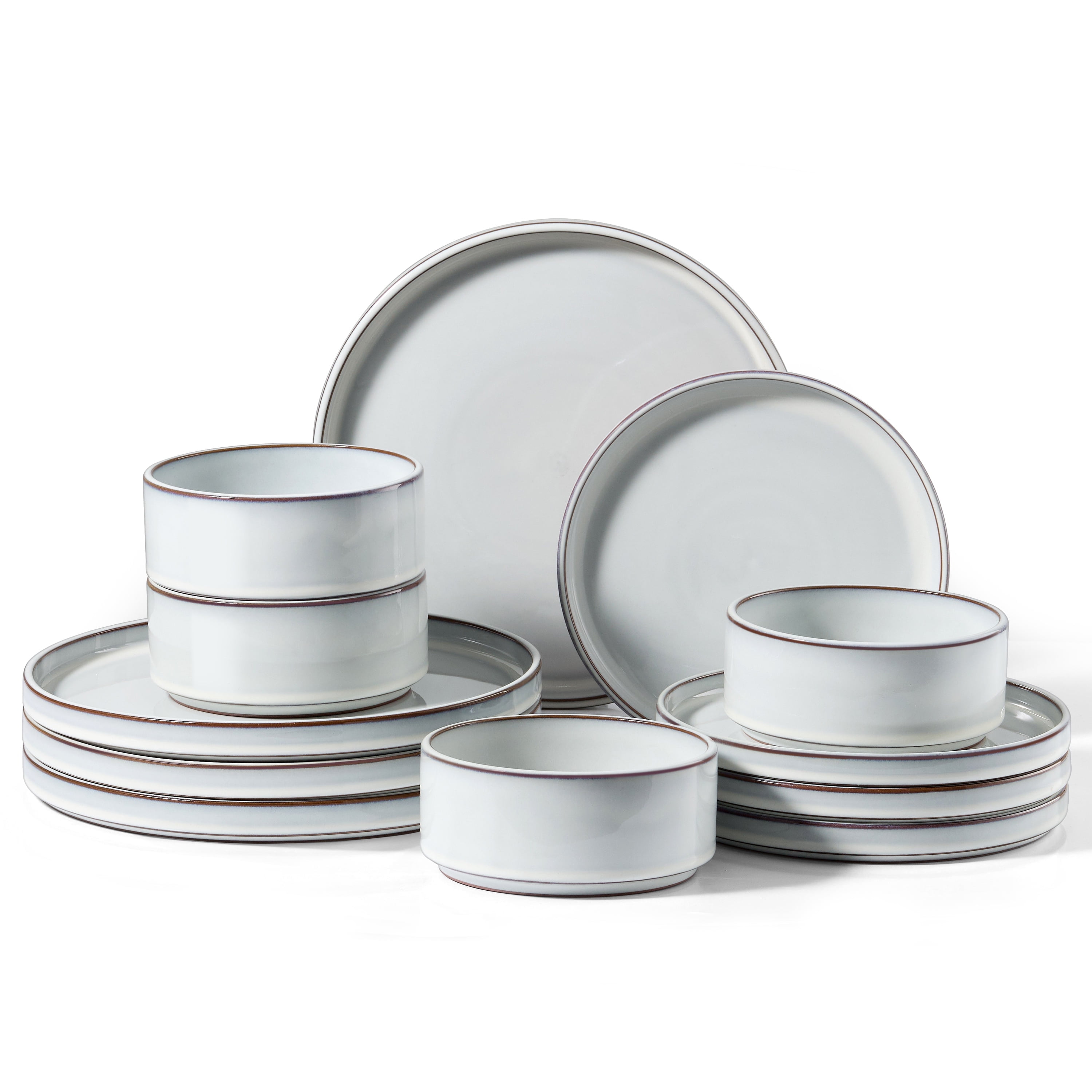 Vesteel 12-Piece Dinnerware Set, Ceramic Plates and Bowls Sets, Healthy ...