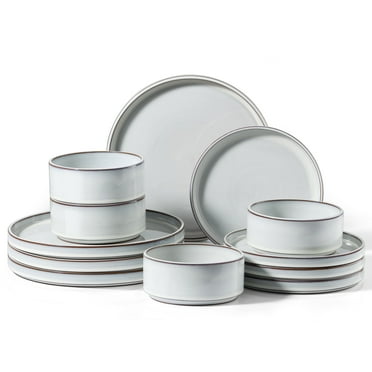 & Co. 12-Piece Black & White Sketch Dinnerware Set, Porcelain, Includes ...