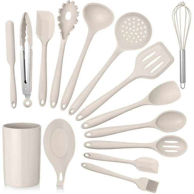 Vesteel 15-Pc Dishwasher Safe, Scratch Free Silicone Kitchen Utensils ...
