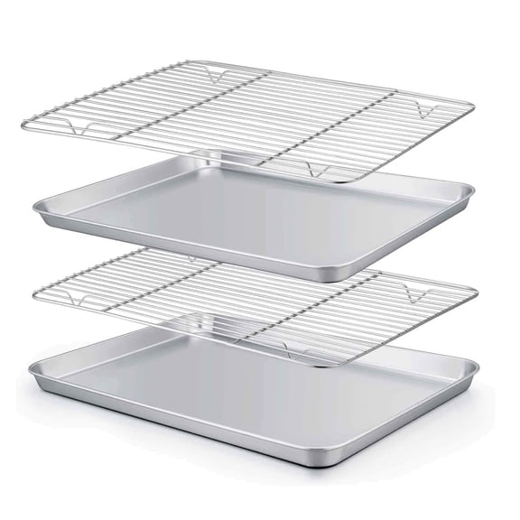 Vesteel Stainless Steel Baking Pan Set of 2 16x12x1 Inch Dishwasher ...