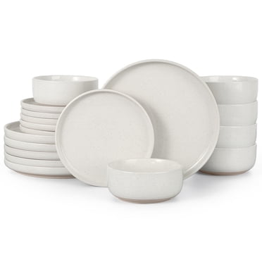 Vesteel 16-Piece Stoneware Dinnerware Set, Plates and Bowls for 4, Luna ...