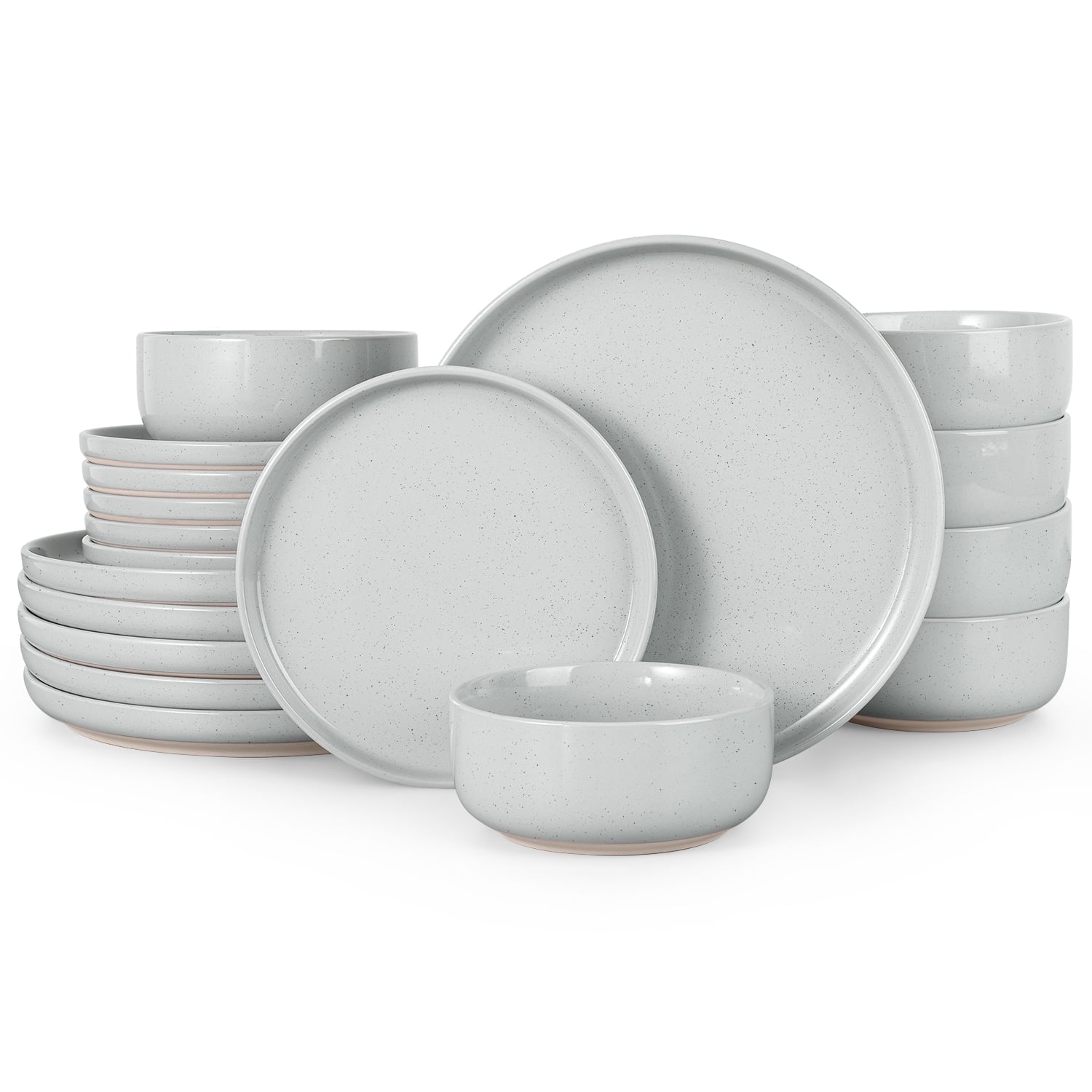Vesteel 18-Piece Dinnerware Set, Ceramic Plates and Bowls Set for 6 ...