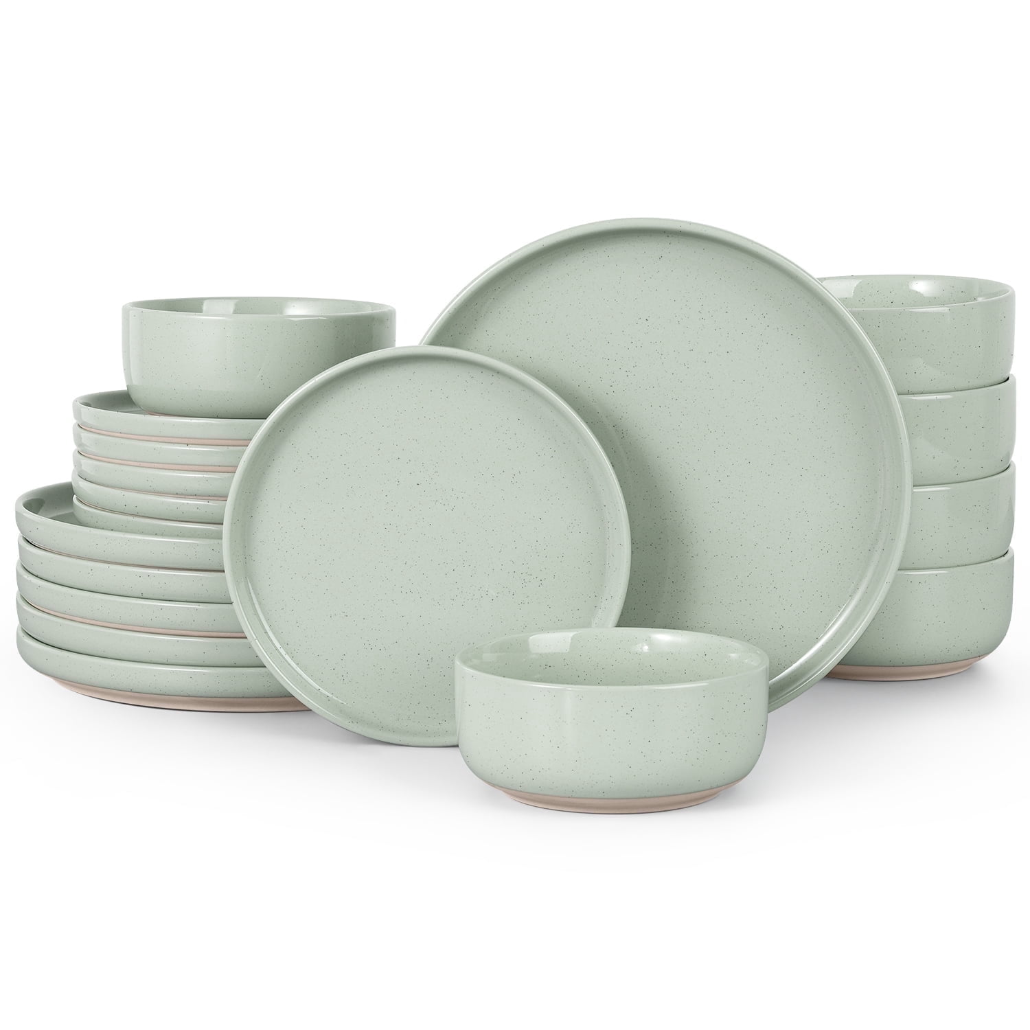 Vesteel 18-Piece Dinnerware Set, Ceramic Plates and Bowls Set for 6 ...