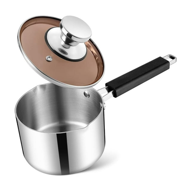 Vesteel 1QT Sauce Pan with Lid, Tri-Ply Stainless Steel Saucepan Milk ...